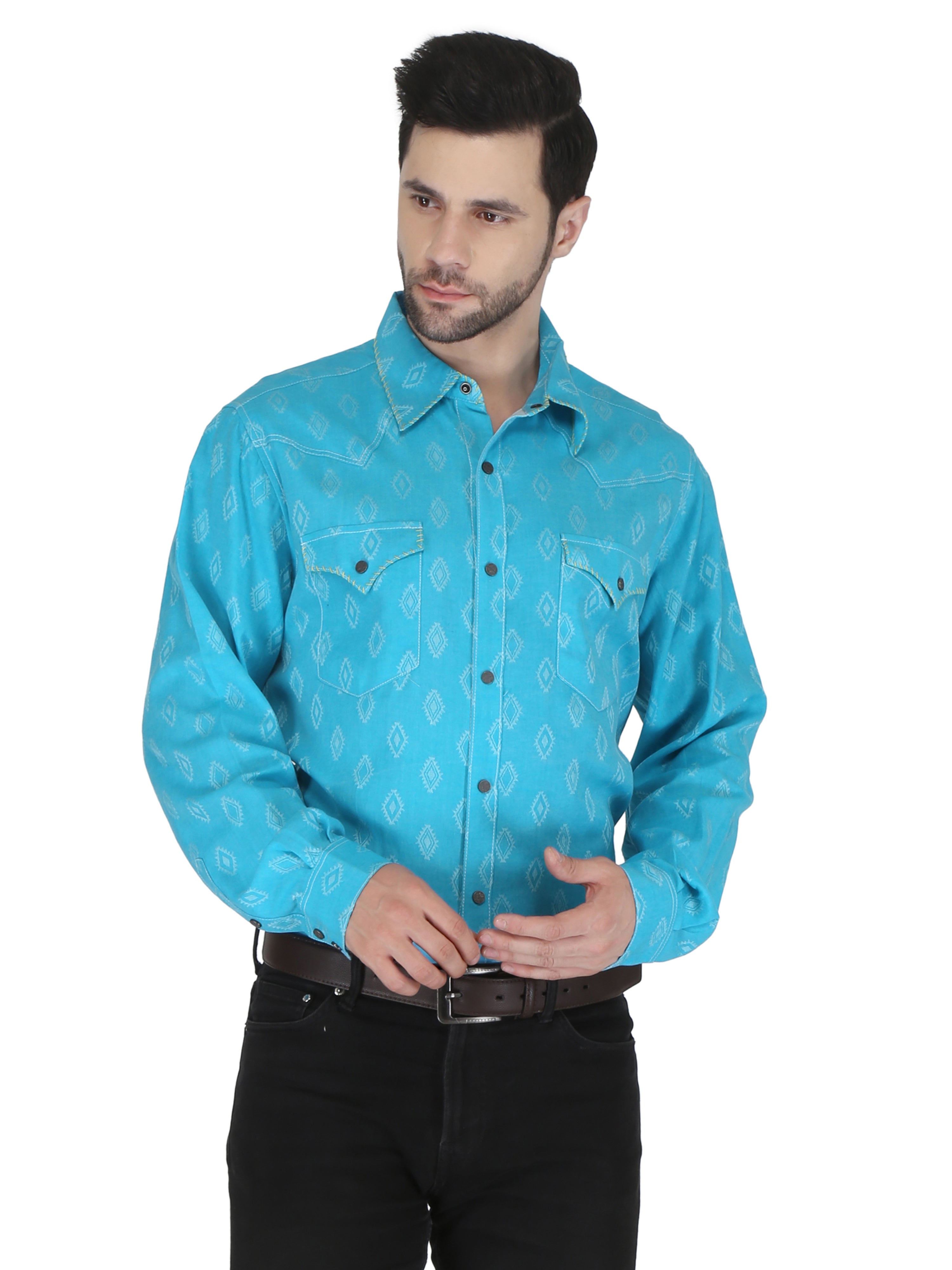 Blue Diamond Western Print 2 Pocket Whip Stitch Shirt – RRR Shirts
